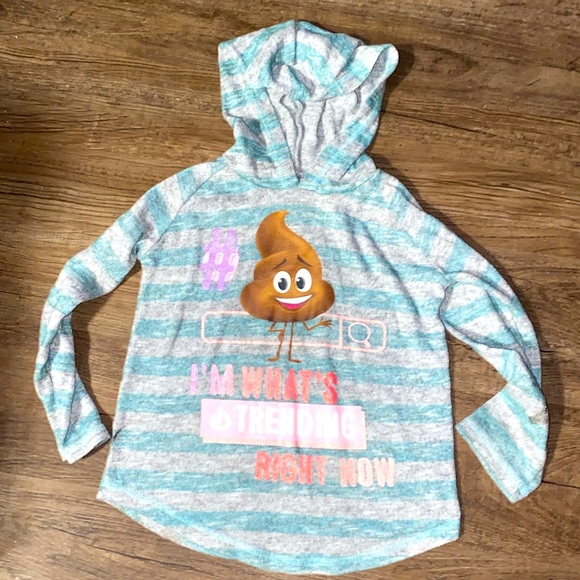 Shirts & Tops | 52 Emoji Movie Girls Striped Green Poop Hoodie Im Whats ...